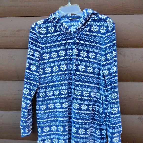 Lands' End | Tops | Lands End M 12 Velour Active Top Blue And White ...